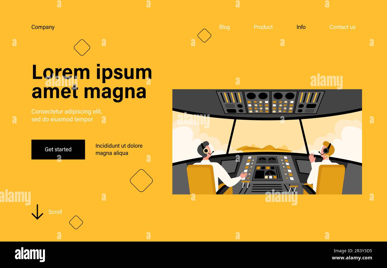 Colorful airplane cockpit isolated flat vector illustration Stock ...