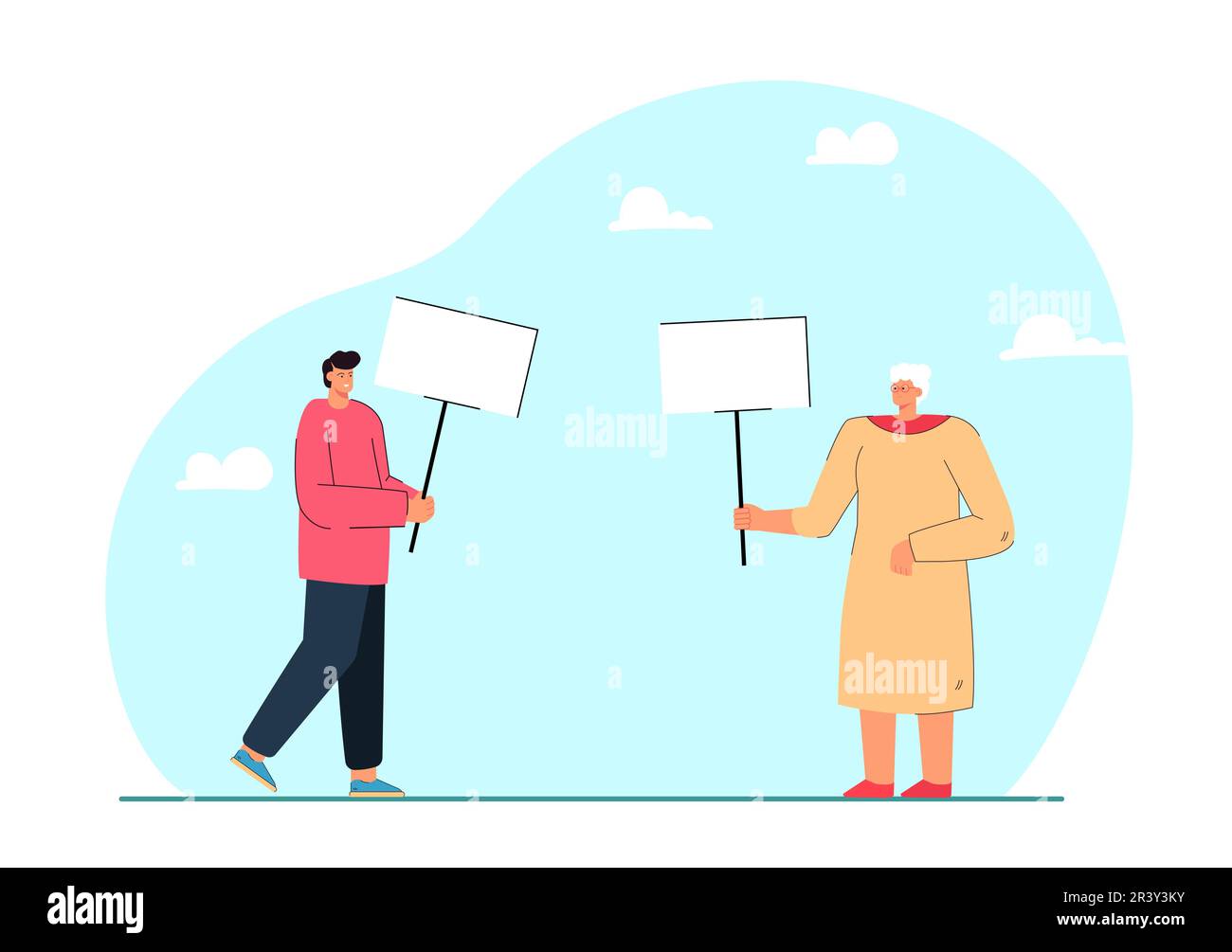 Elderly woman and young man holding banners Stock Vector Image & Art ...