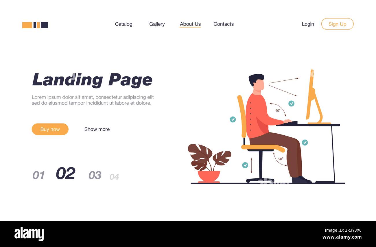 Instruction for correct pose during office work Stock Vector Image ...