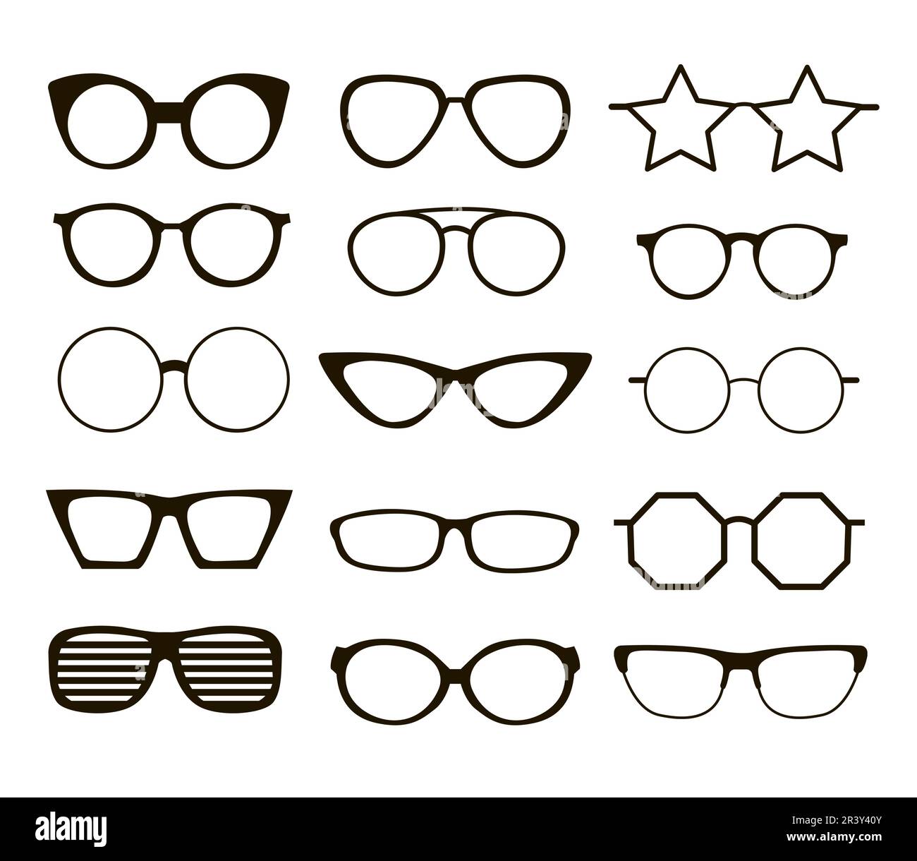 Set of black eyeglasses of different shapes Stock Vector Image & Art ...
