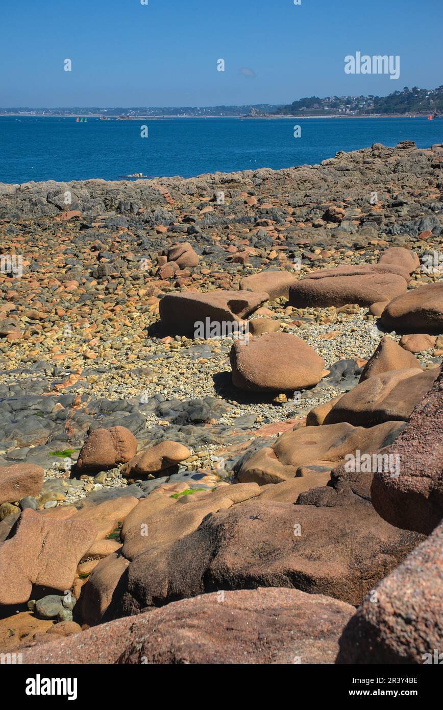 Monolithic blocks of pink granite in the Cotes d'Armor in Brittany ...
