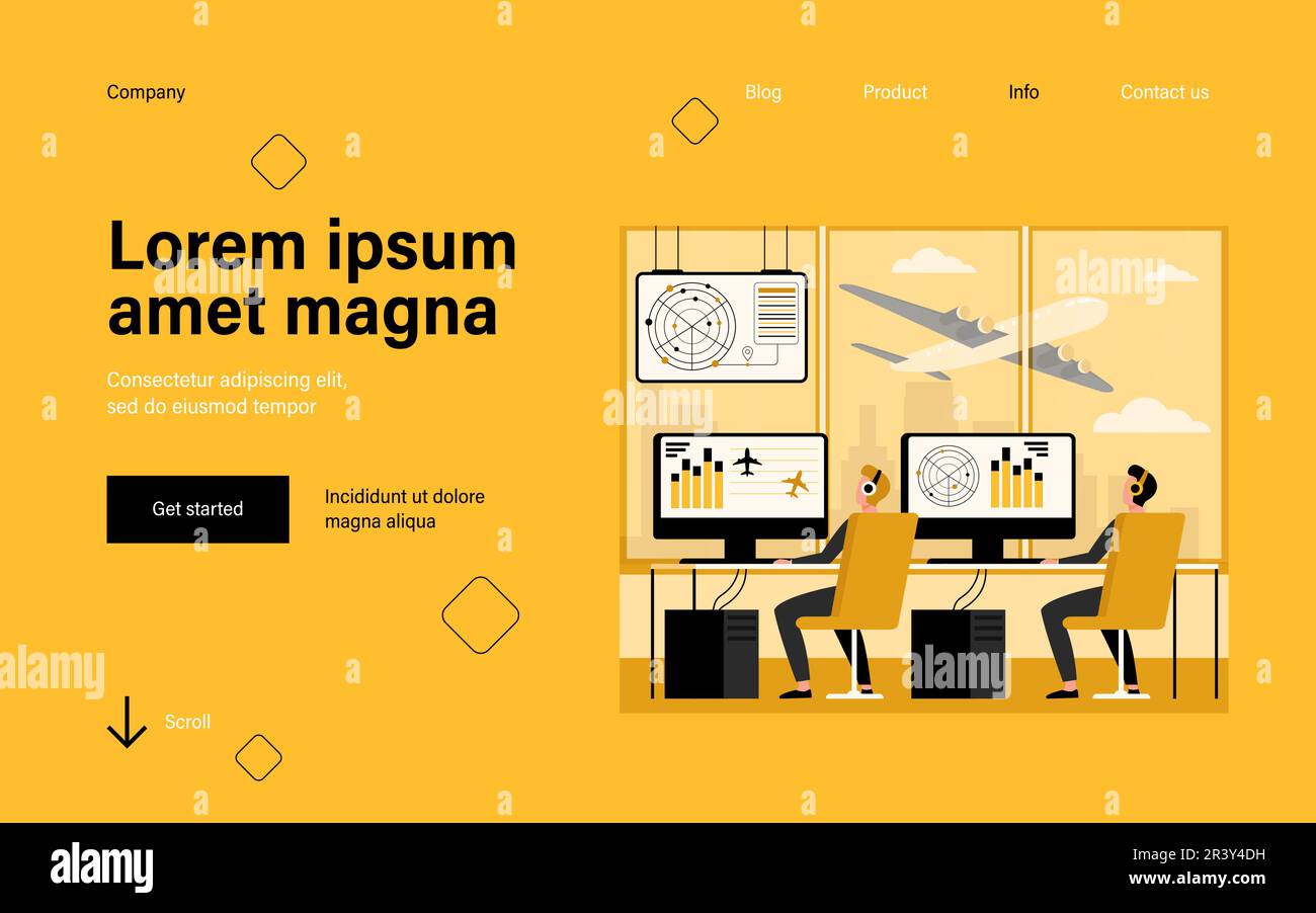 Operators controlling aircraft flat vector illustration Stock Vector Image & Art - Alamy