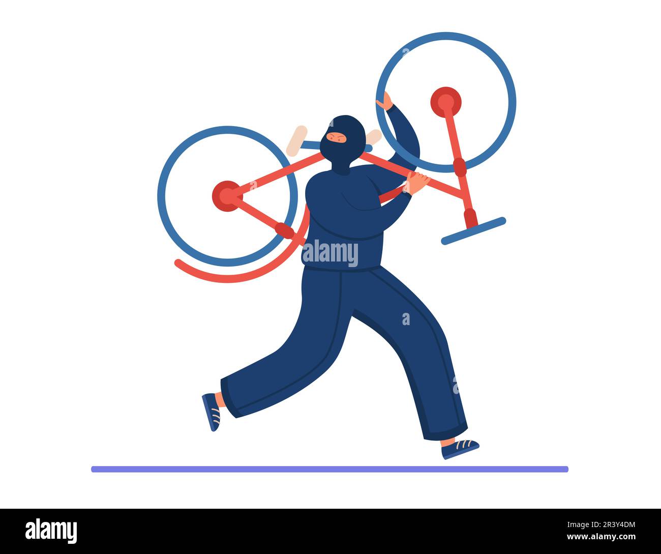 Thief cartoon character in mask stealing bicycle Stock Vector Image ...