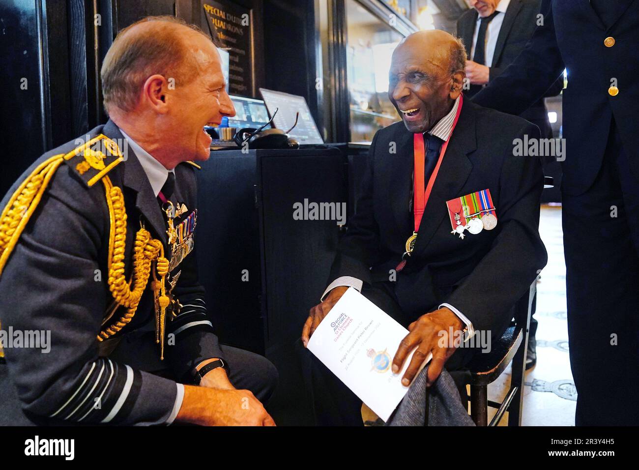 Chief of Air Staff, Air Chief Marshal Sir Mike Wigston, talks to a WWII ...