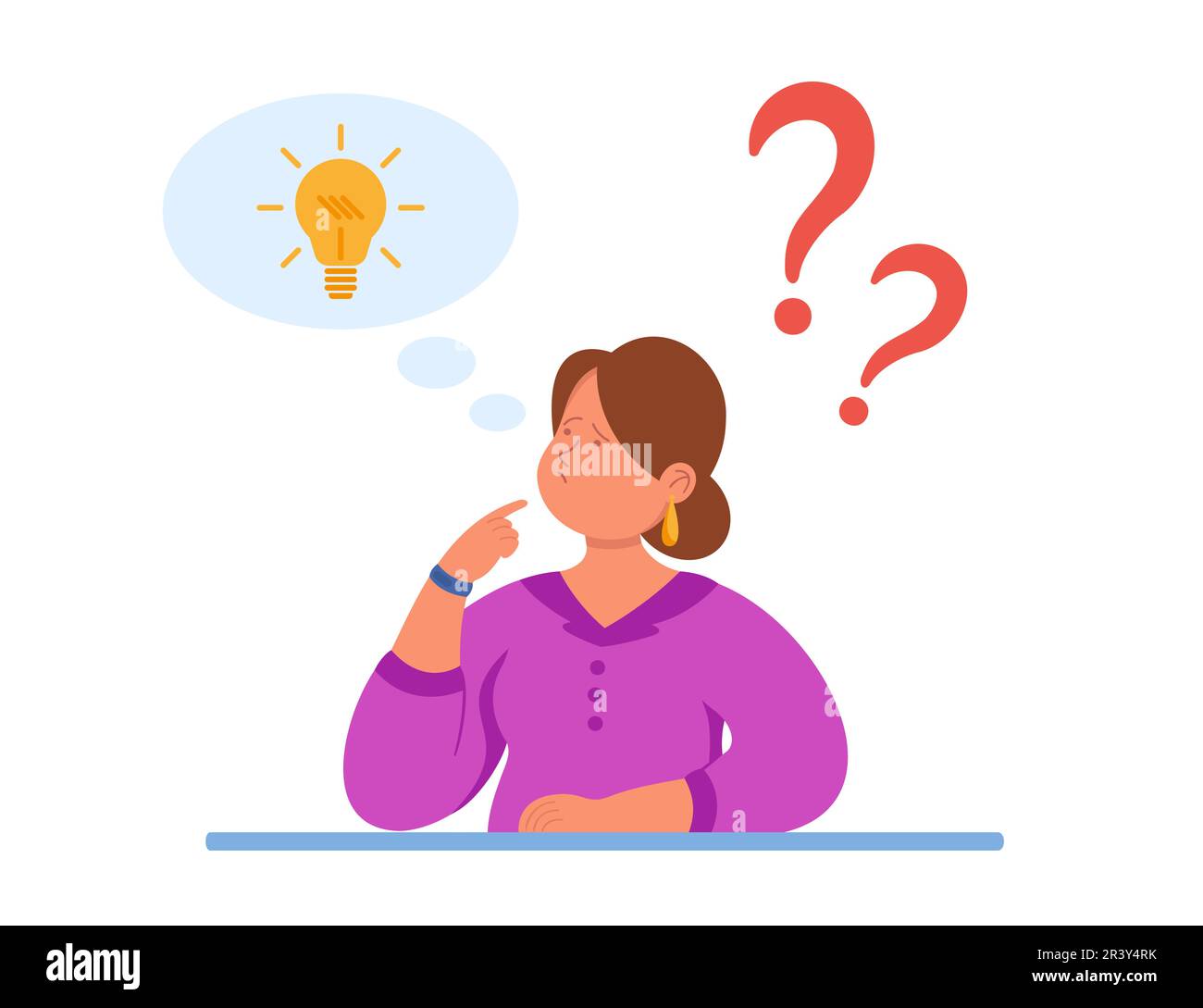Cartoon businesswoman doubting her idea Stock Vector Image & Art - Alamy