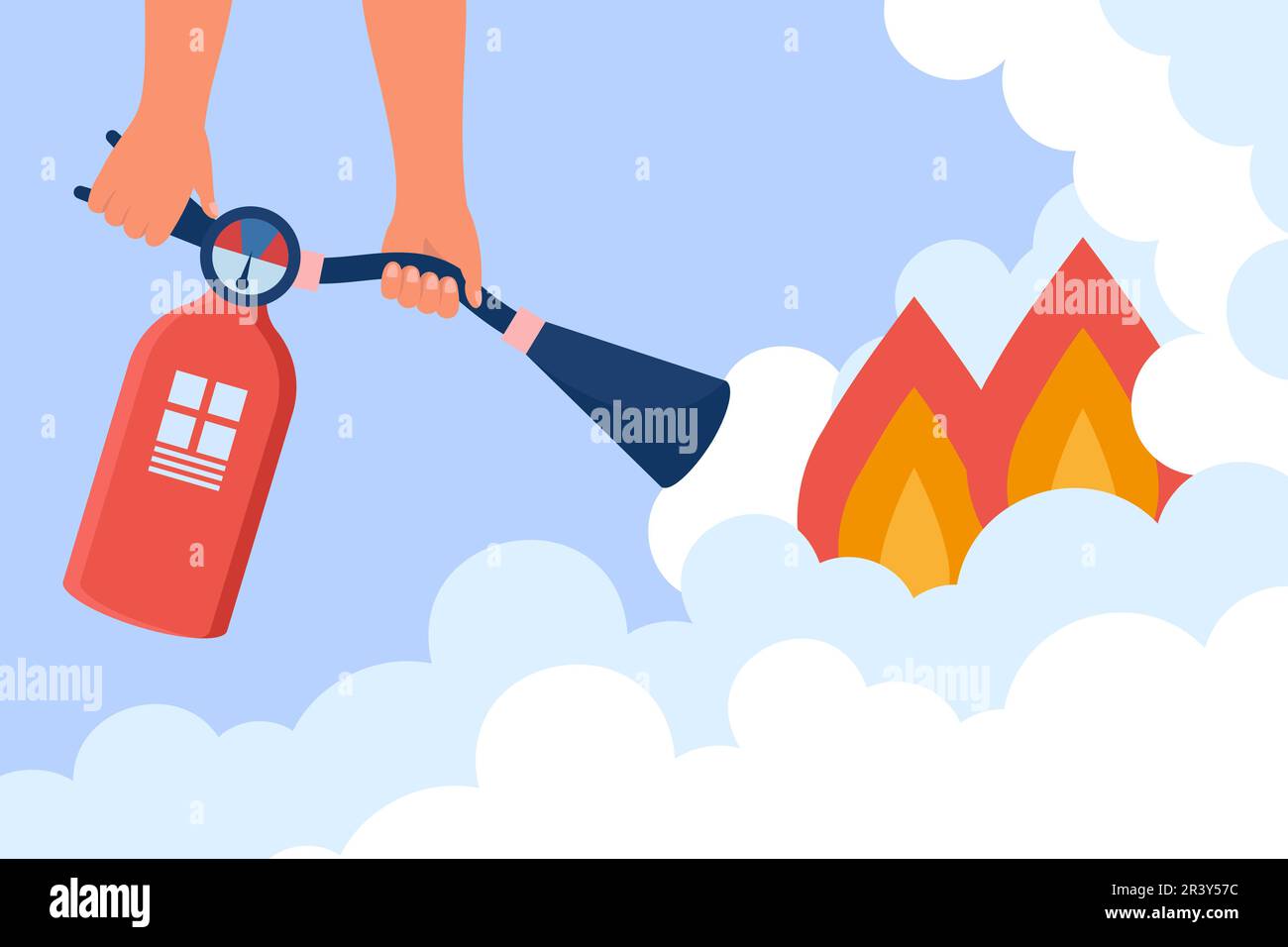 Fireman cartoon character extinguishing fire at home Stock Vector Image ...