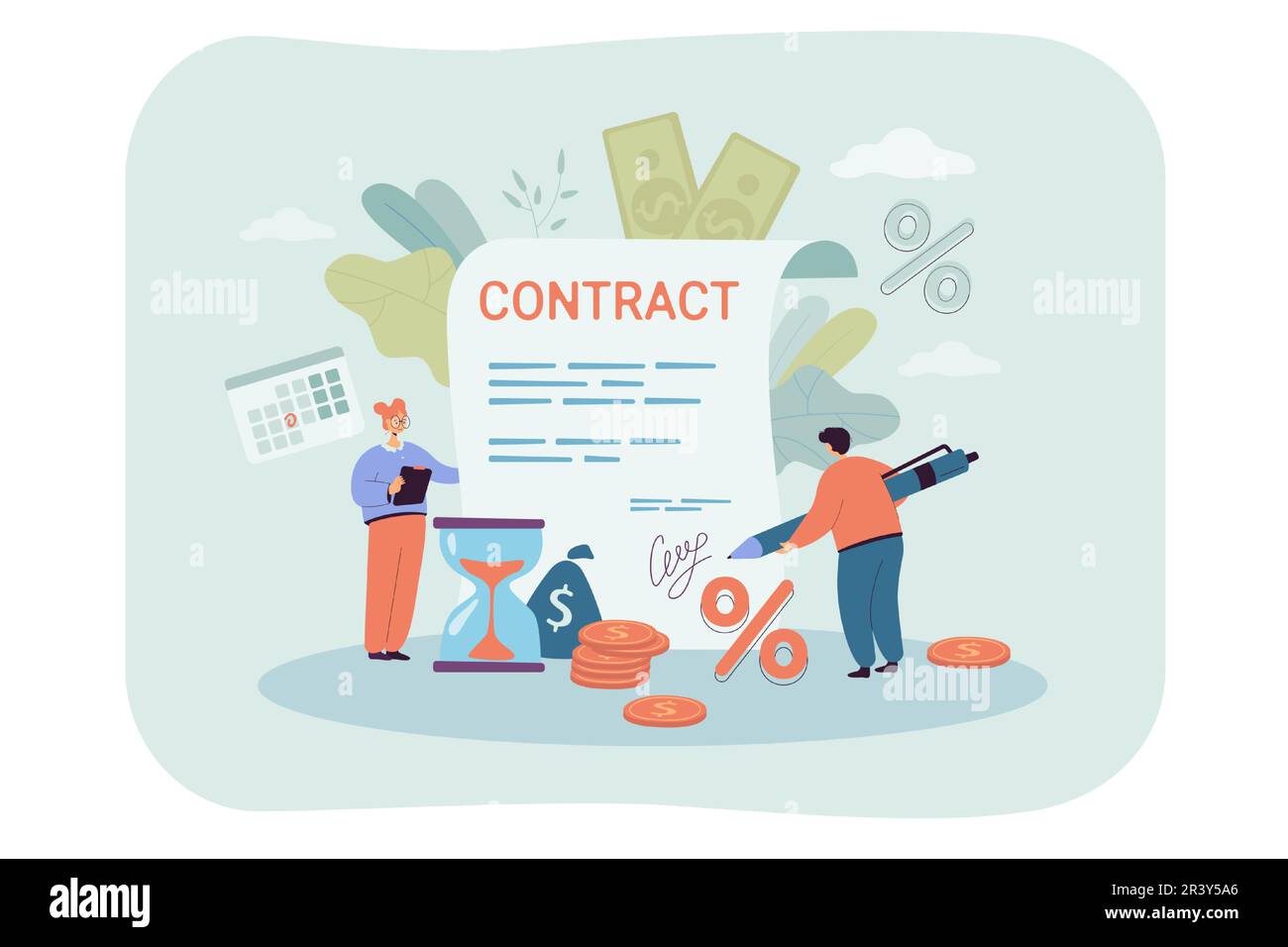 Woman man signing contract Cut Out Stock Images & Pictures - Alamy