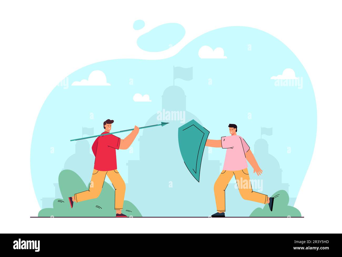 Two people fighting flat vector illustration Stock Vector Image & Art ...