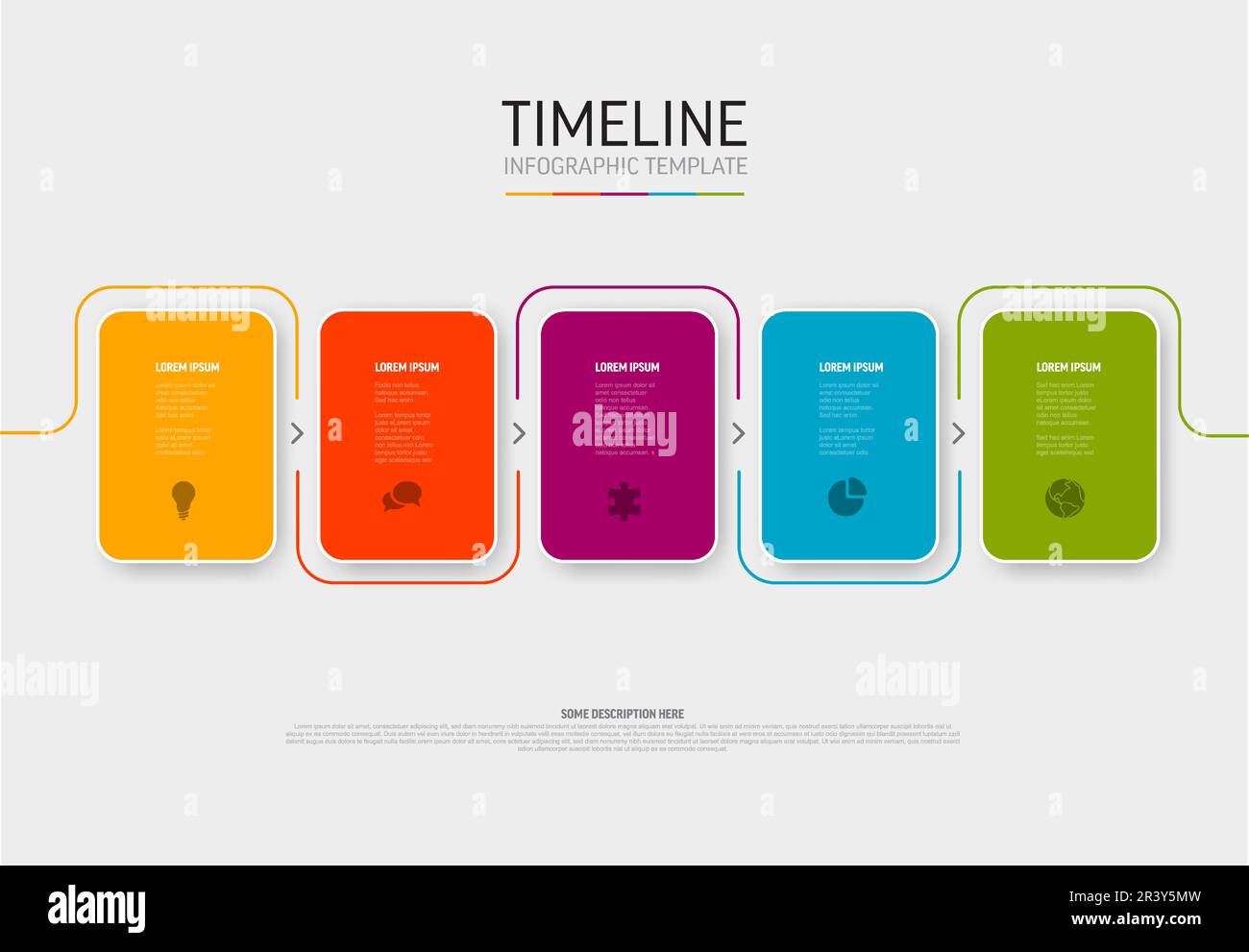 Vector light Infographic template with white rounded colorful cards ...