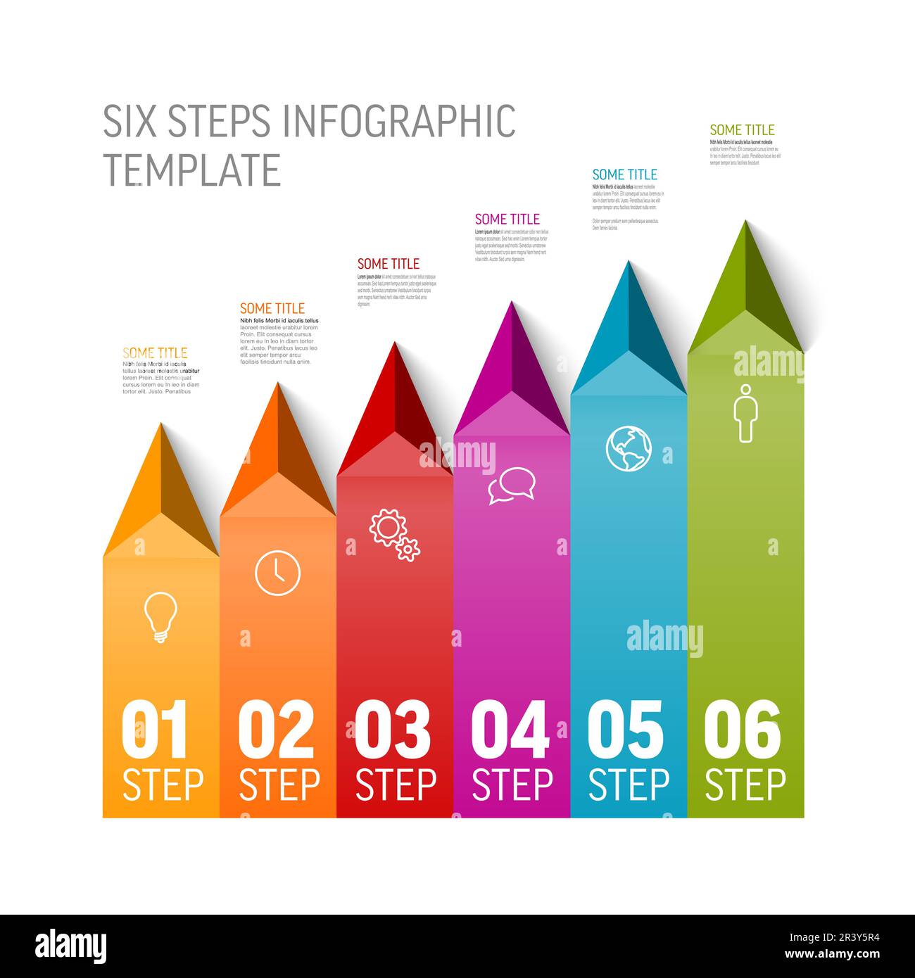 Vector multipurpose Infographic template with title and six vertical ...
