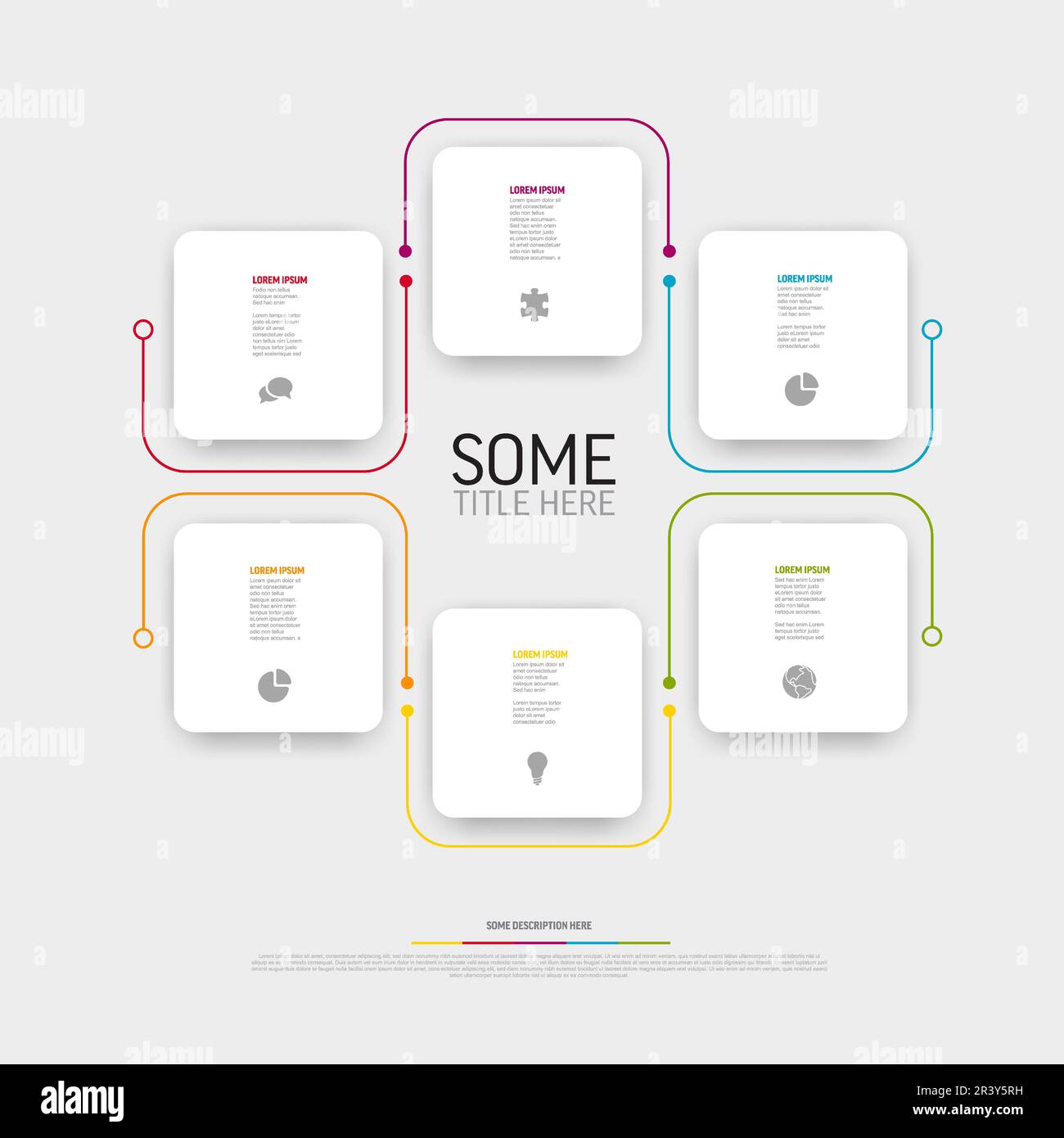 Vector light Infographic template with white rounded square cards and ...