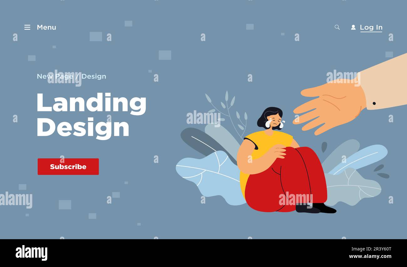 Helping hand for depressed crying person Stock Vector Image & Art - Alamy