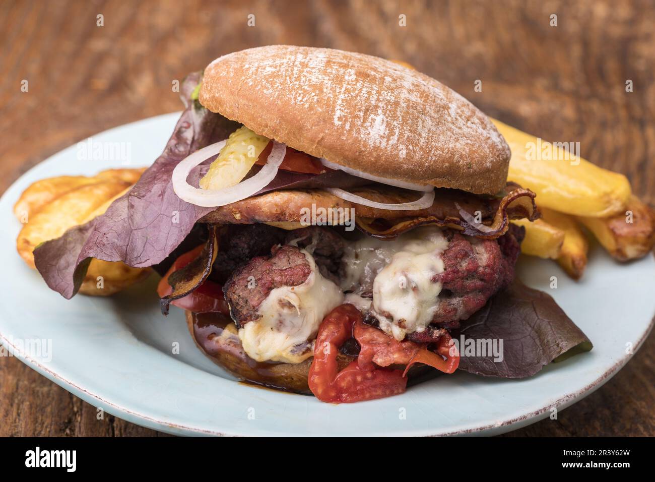 Pork burger with fries hi-res stock photography and images - Alamy