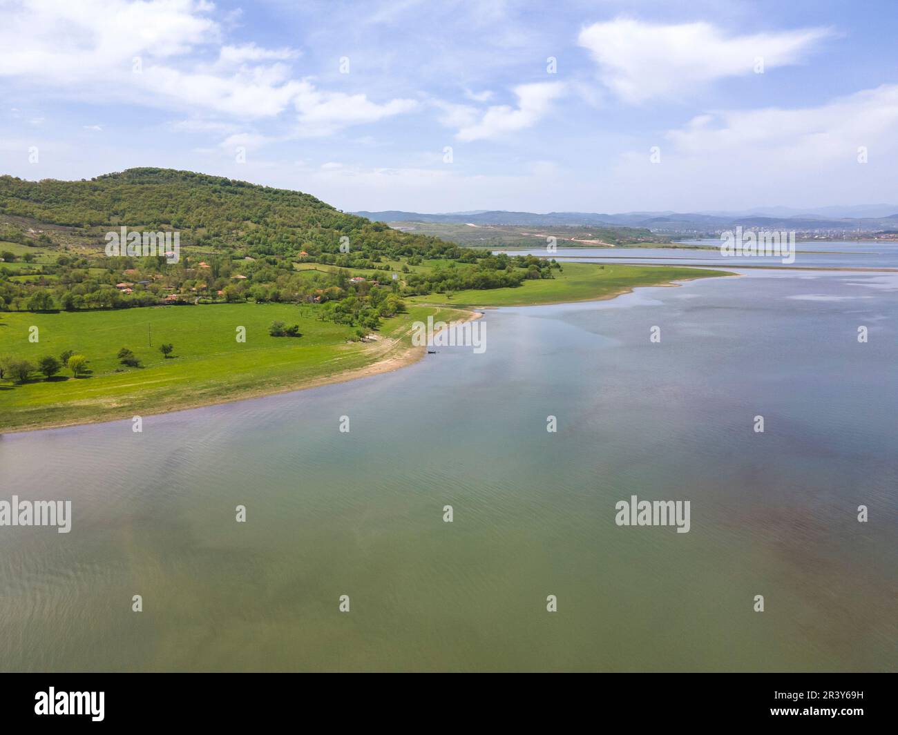 Aerial view of Studen Kladenets Reservoir, Kardzhali Region, Bulgaria ...