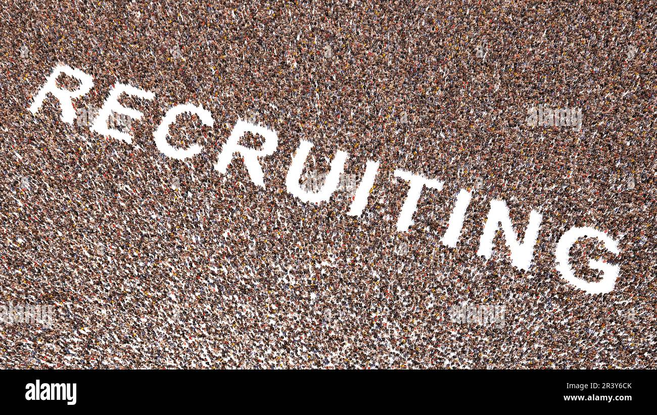 Concept conceptual large community of people forming the word ...