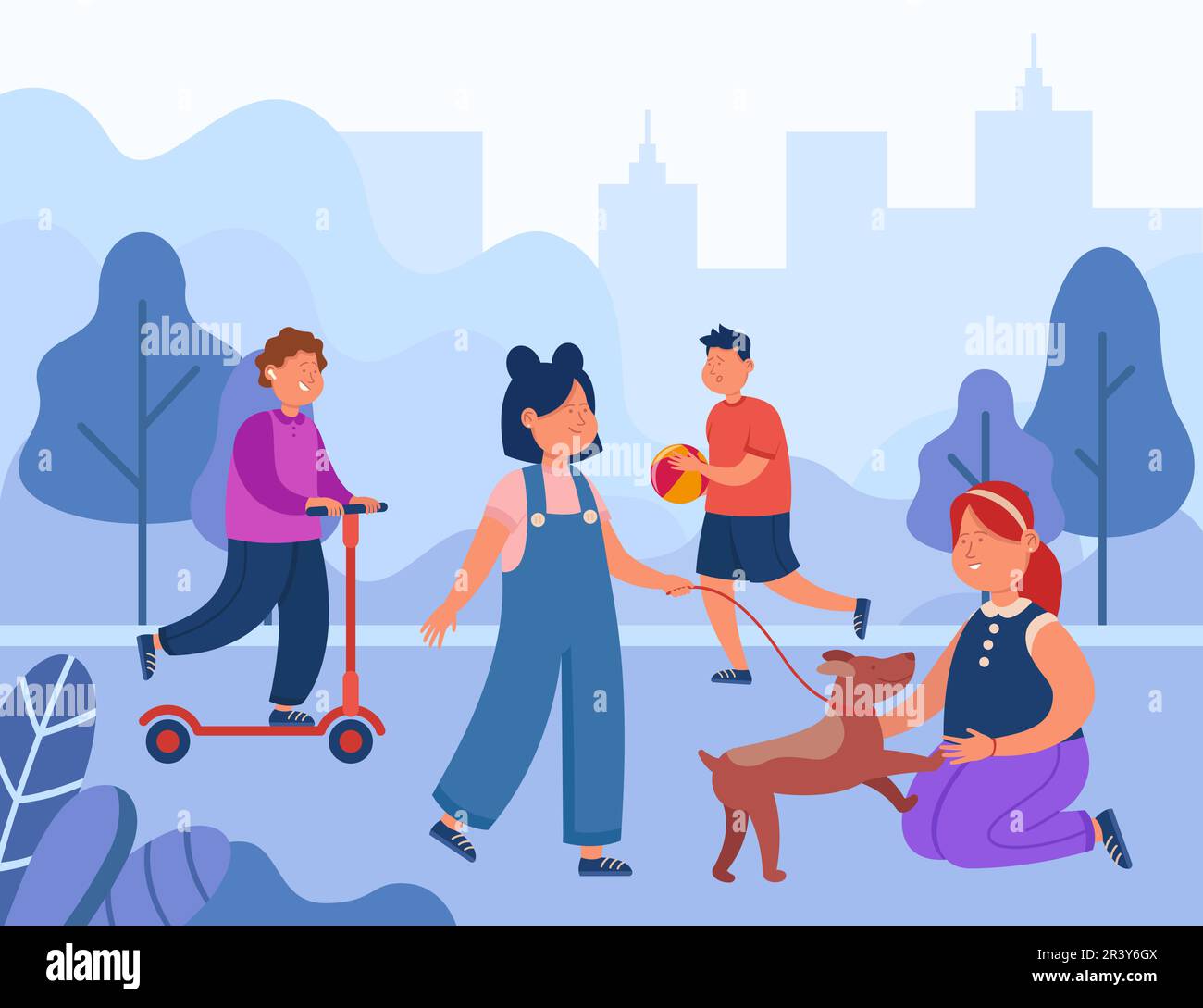 Cartoon children having fun in city park Stock Vector Image & Art - Alamy