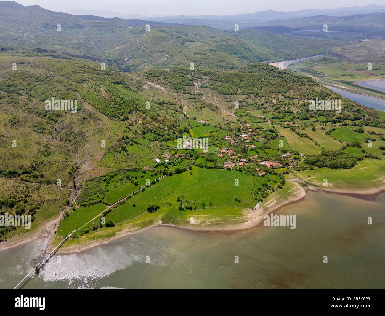 Aerial view of Studen Kladenets Reservoir, Kardzhali Region, Bulgaria ...