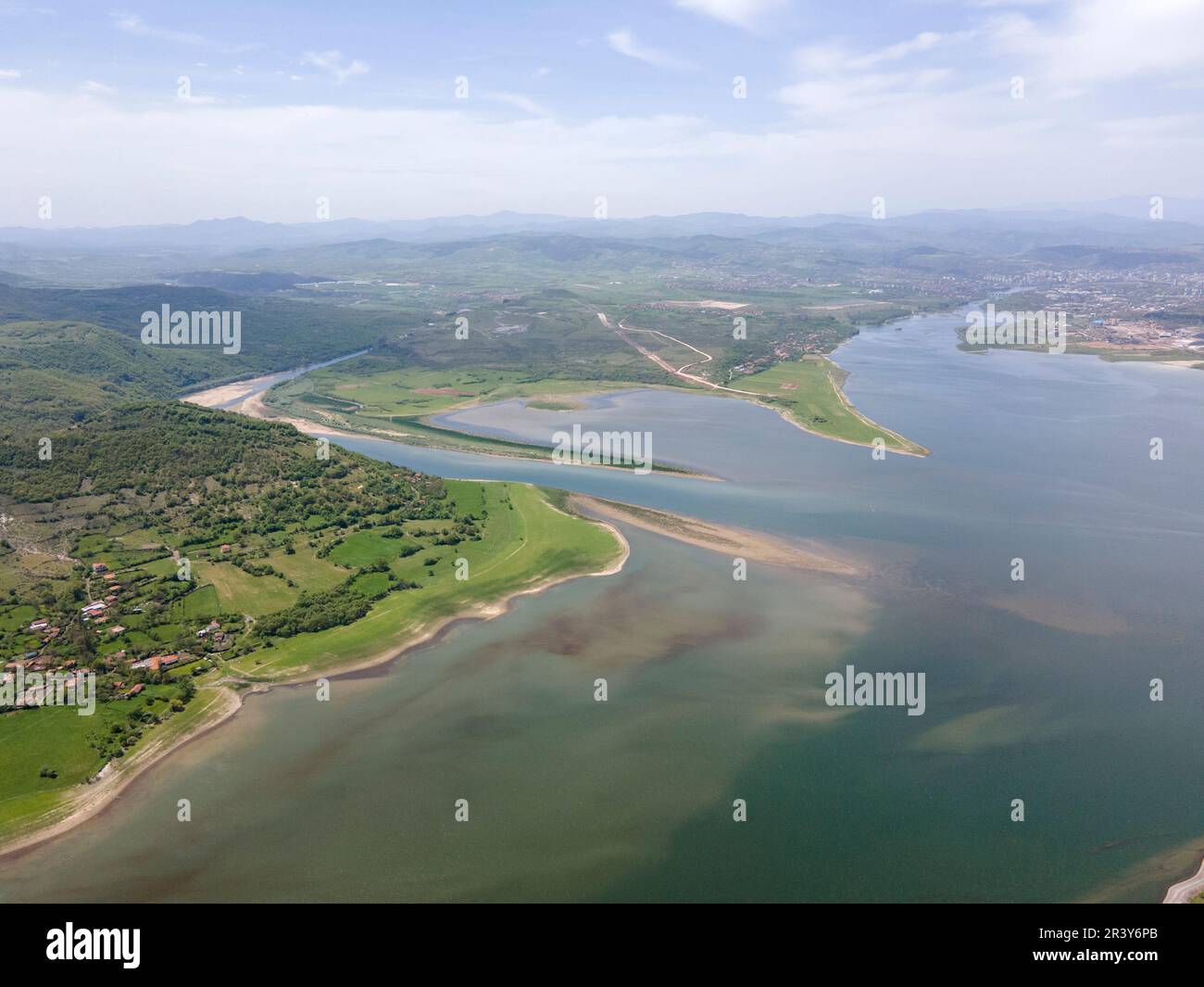 Aerial view of Studen Kladenets Reservoir, Kardzhali Region, Bulgaria ...