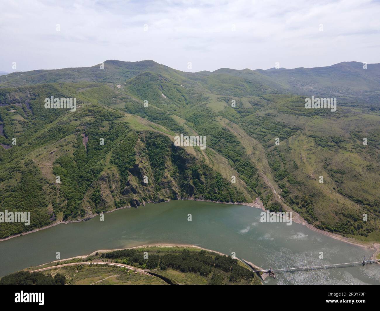 Aerial view of Studen Kladenets Reservoir, Kardzhali Region, Bulgaria ...