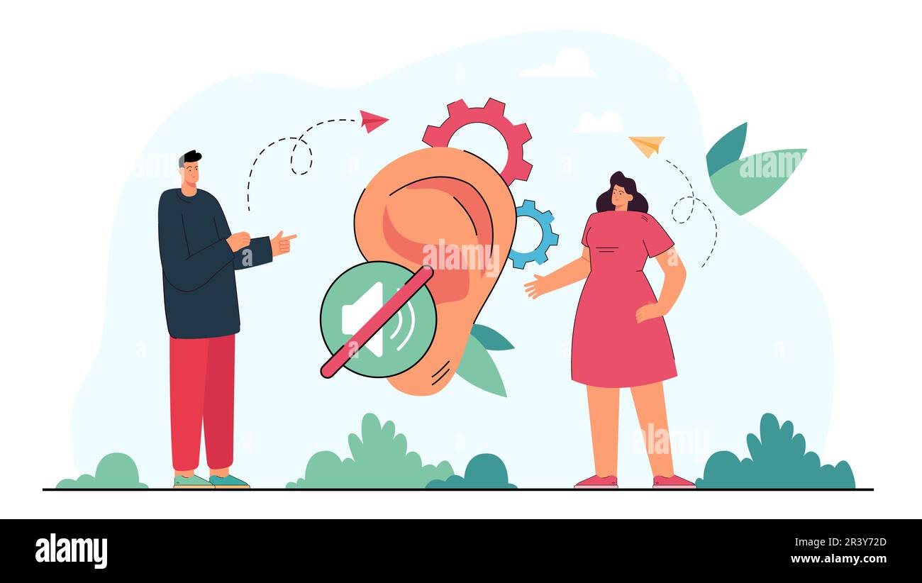 Deaf man and woman communicating through sign language Stock Vector ...