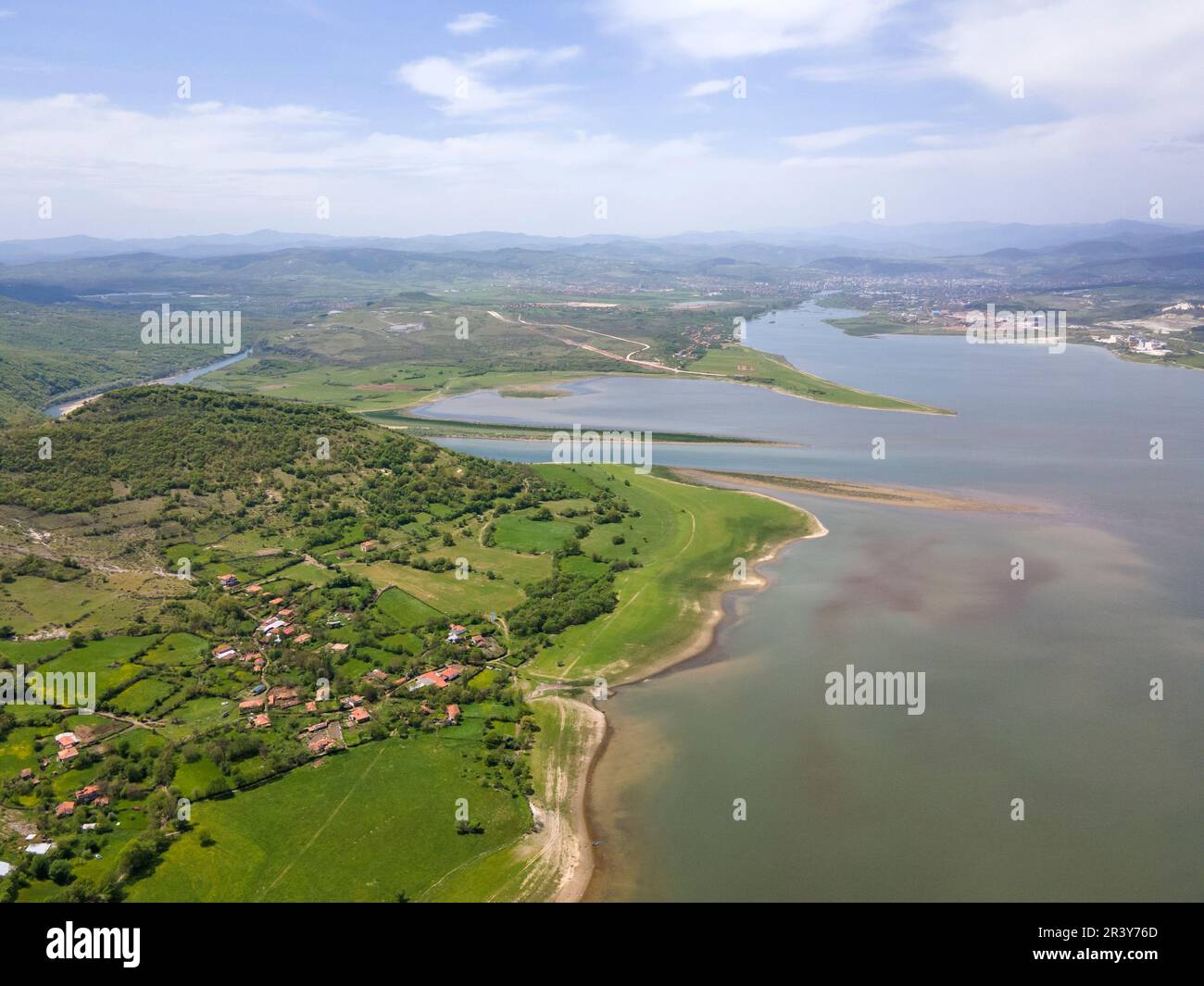 Aerial view of Studen Kladenets Reservoir, Kardzhali Region, Bulgaria ...