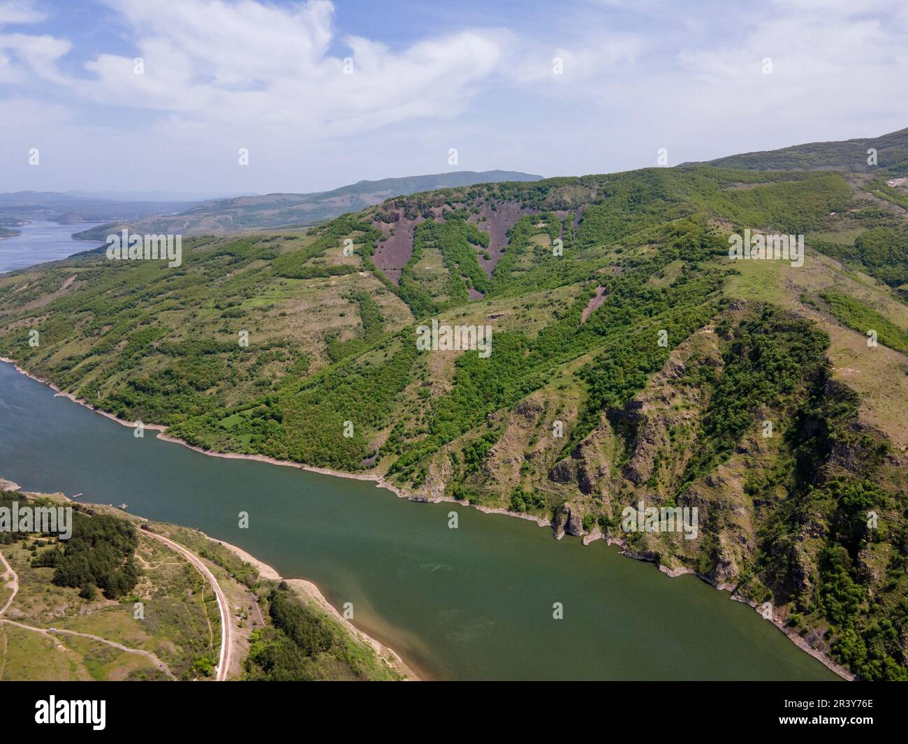 Aerial view of Studen Kladenets Reservoir, Kardzhali Region, Bulgaria ...