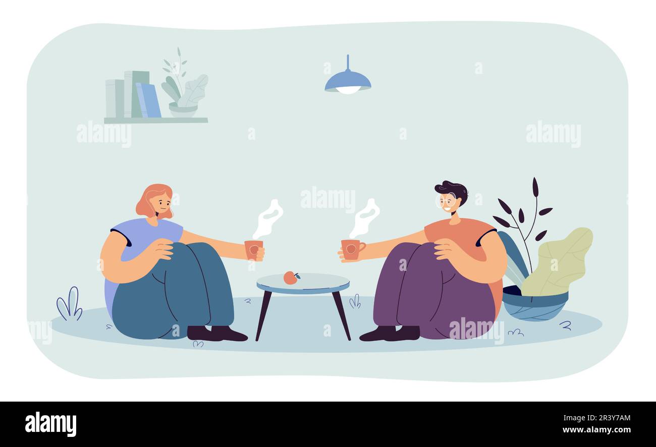 Friends drinking tea at home flat vector illustration Stock Vector ...