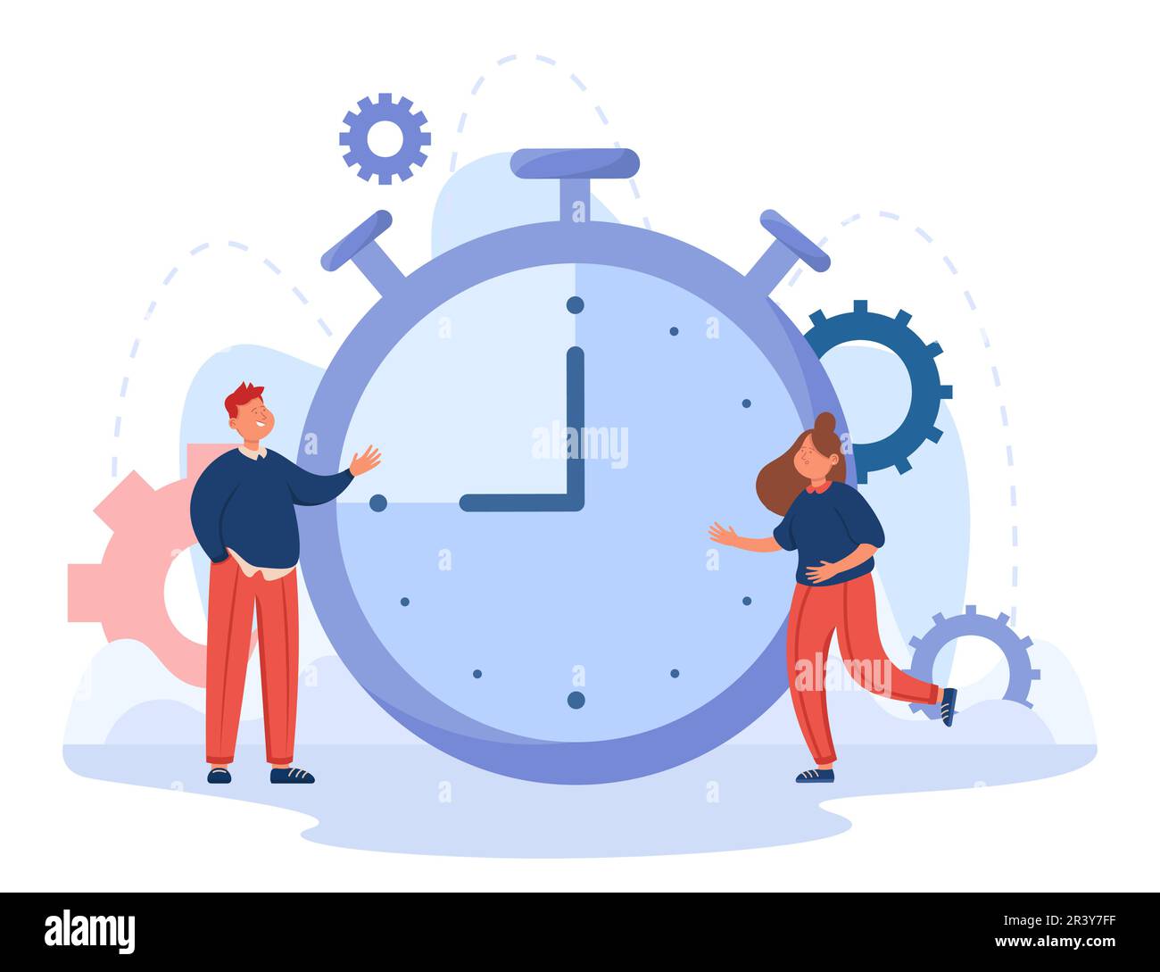 Cartoon business people with huge timer in background Stock Vector ...