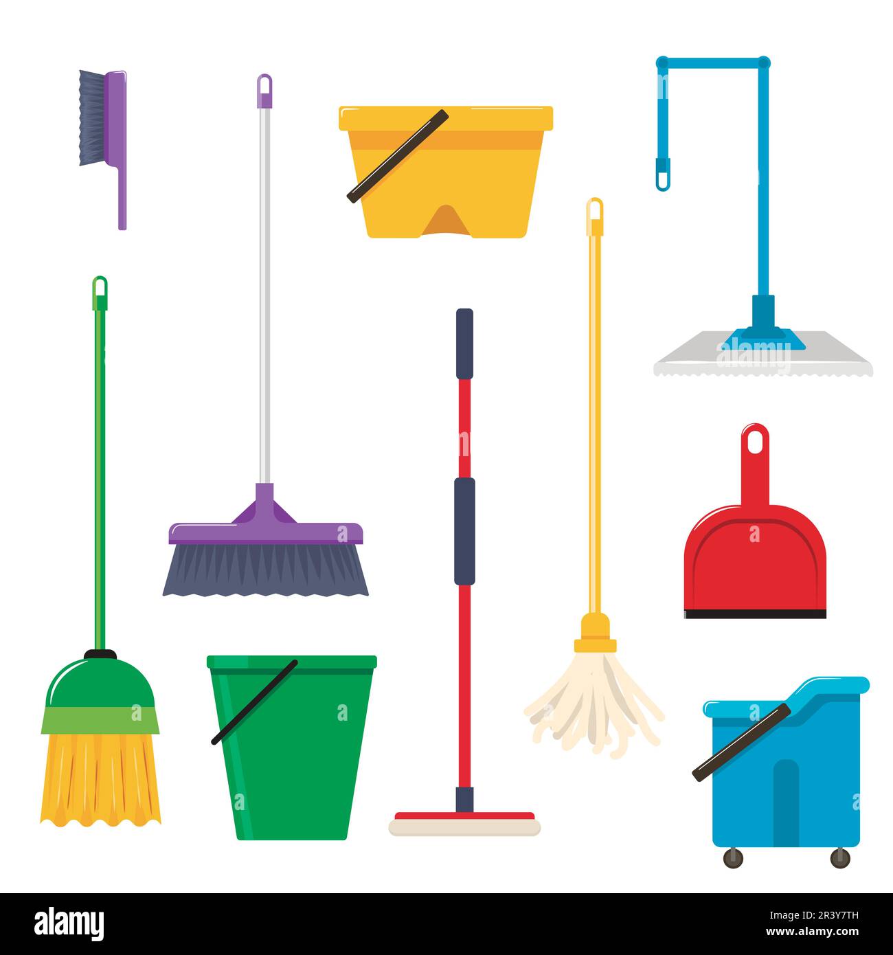 Cleaning tools flat vector illustrations set Stock Vector Image & Art ...