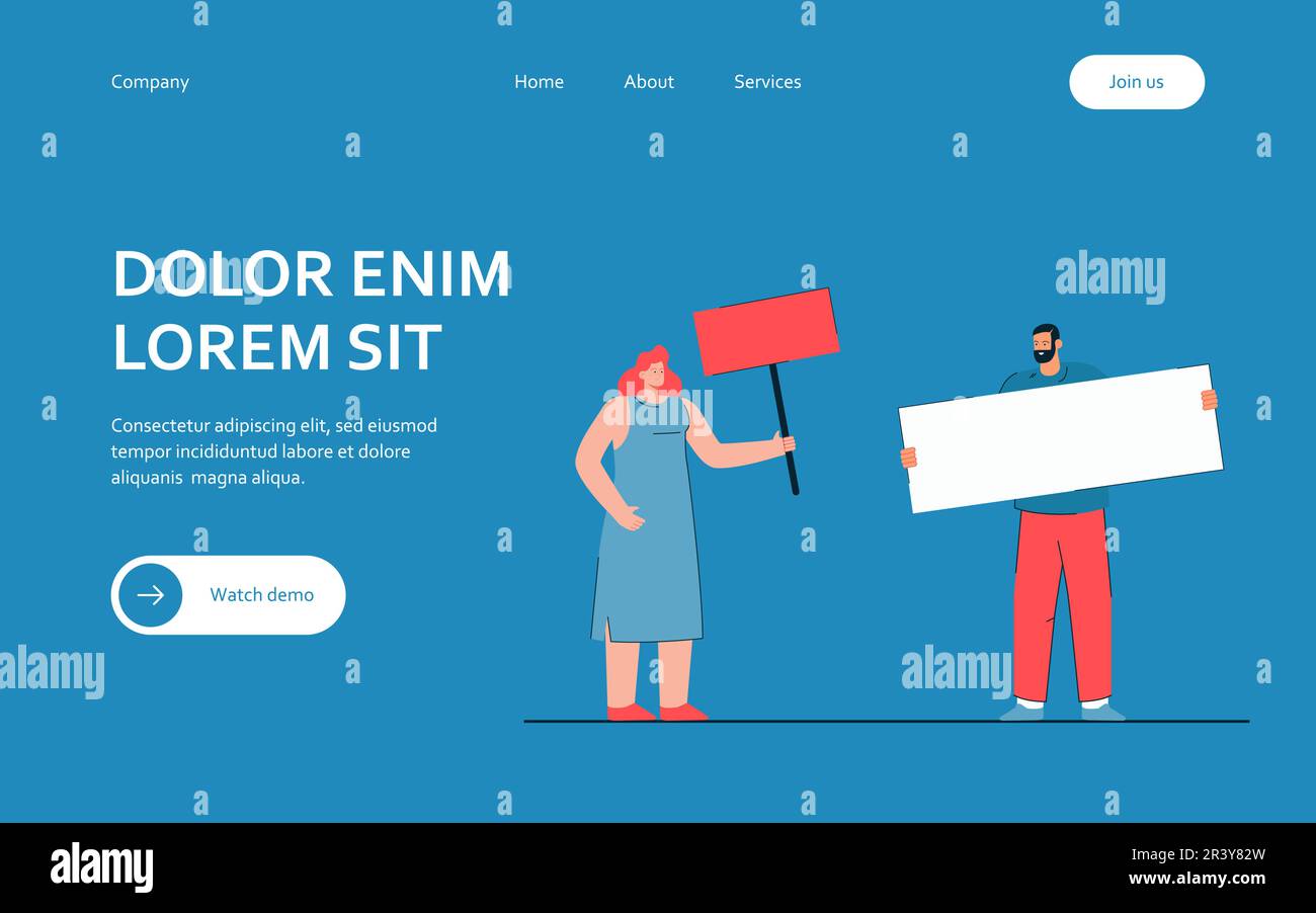 Cartoon man and woman holding banners Stock Vector Image & Art - Alamy