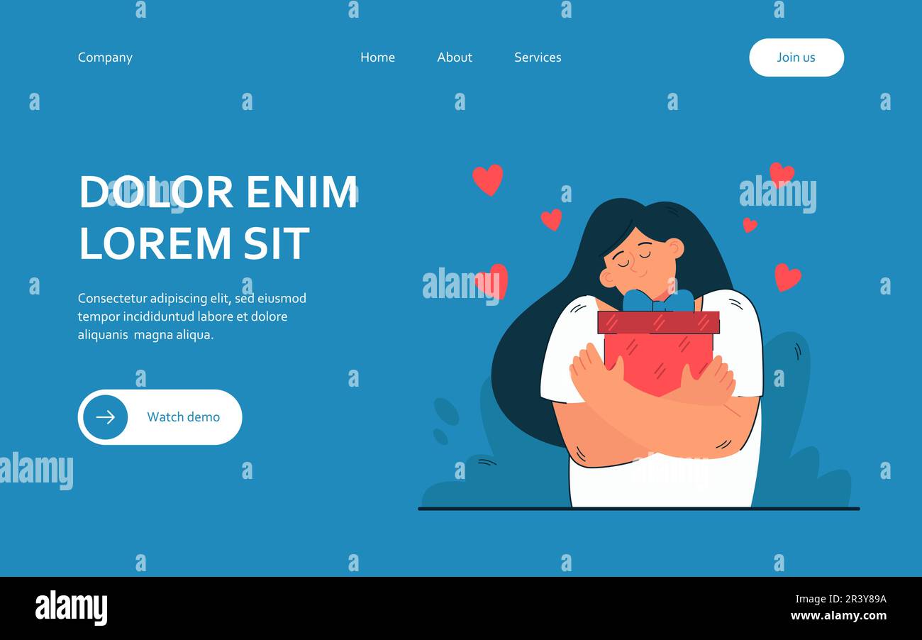 Woman hugging red box Stock Vector Images - Alamy