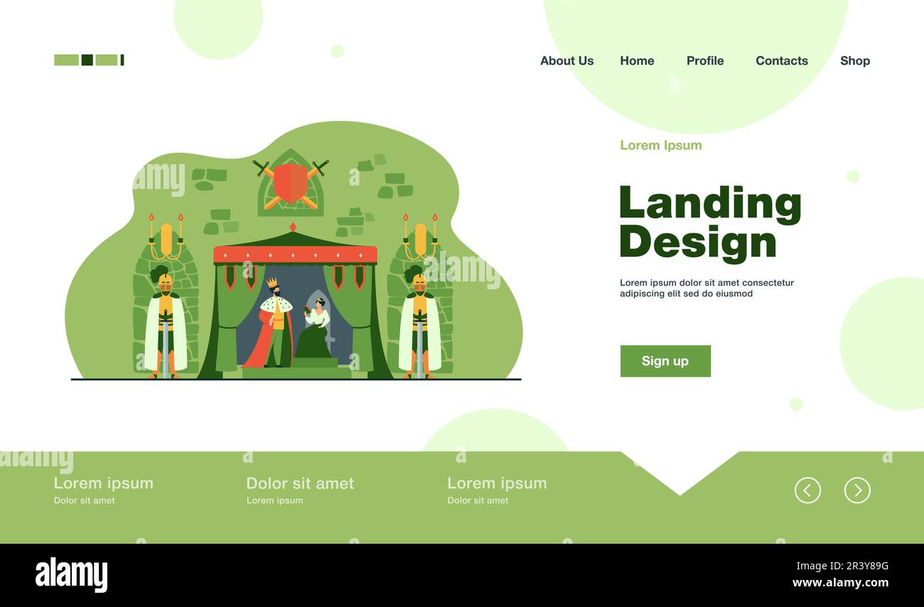 Medieval king and queen on throne under guard of knights Stock Vector ...