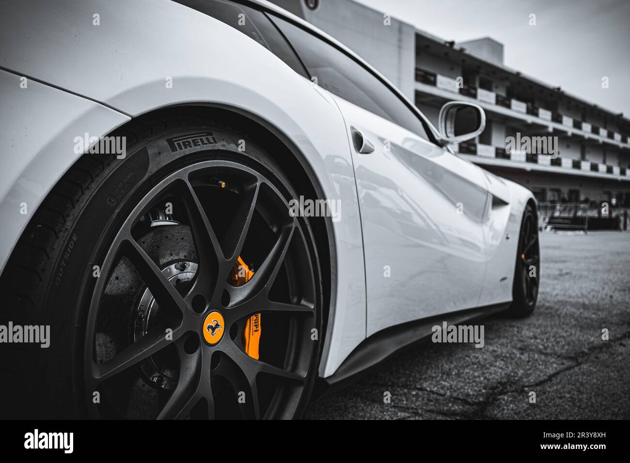 Ferrari display car in the paddock at COTA Stock Photo - Alamy
