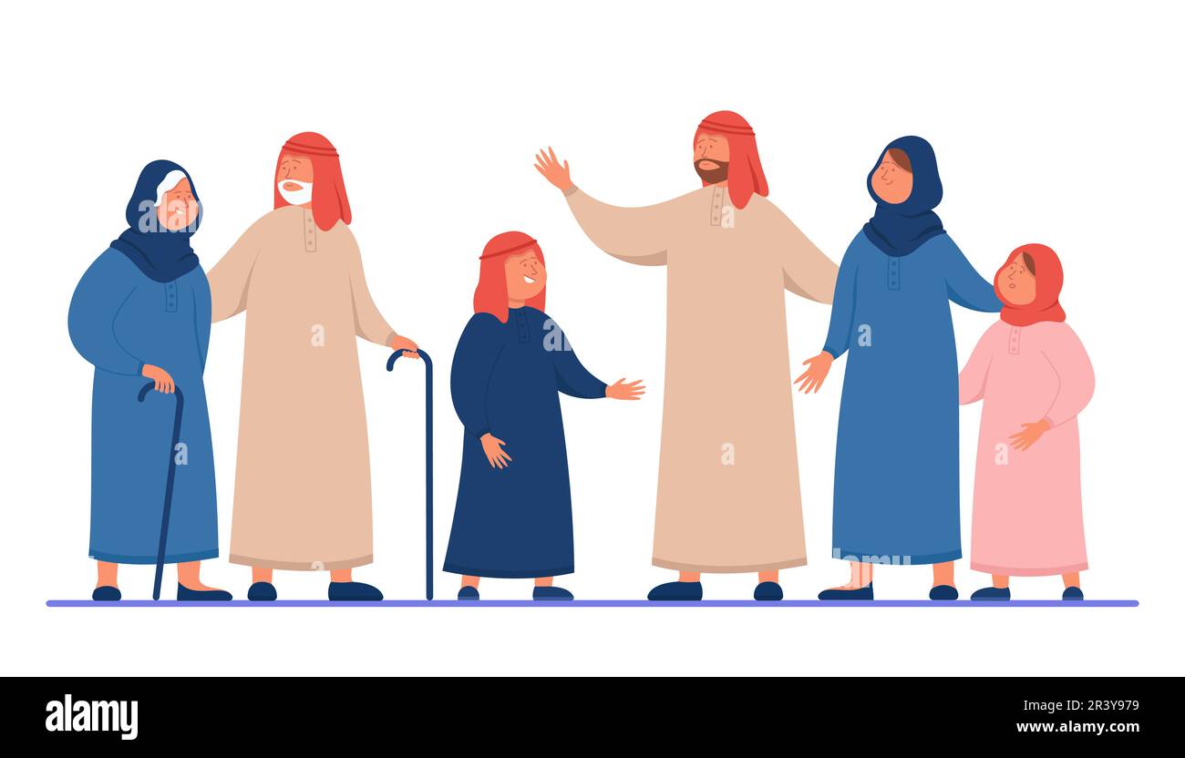 Cartoon Arabic family in traditional clothes Stock Vector Image & Art ...