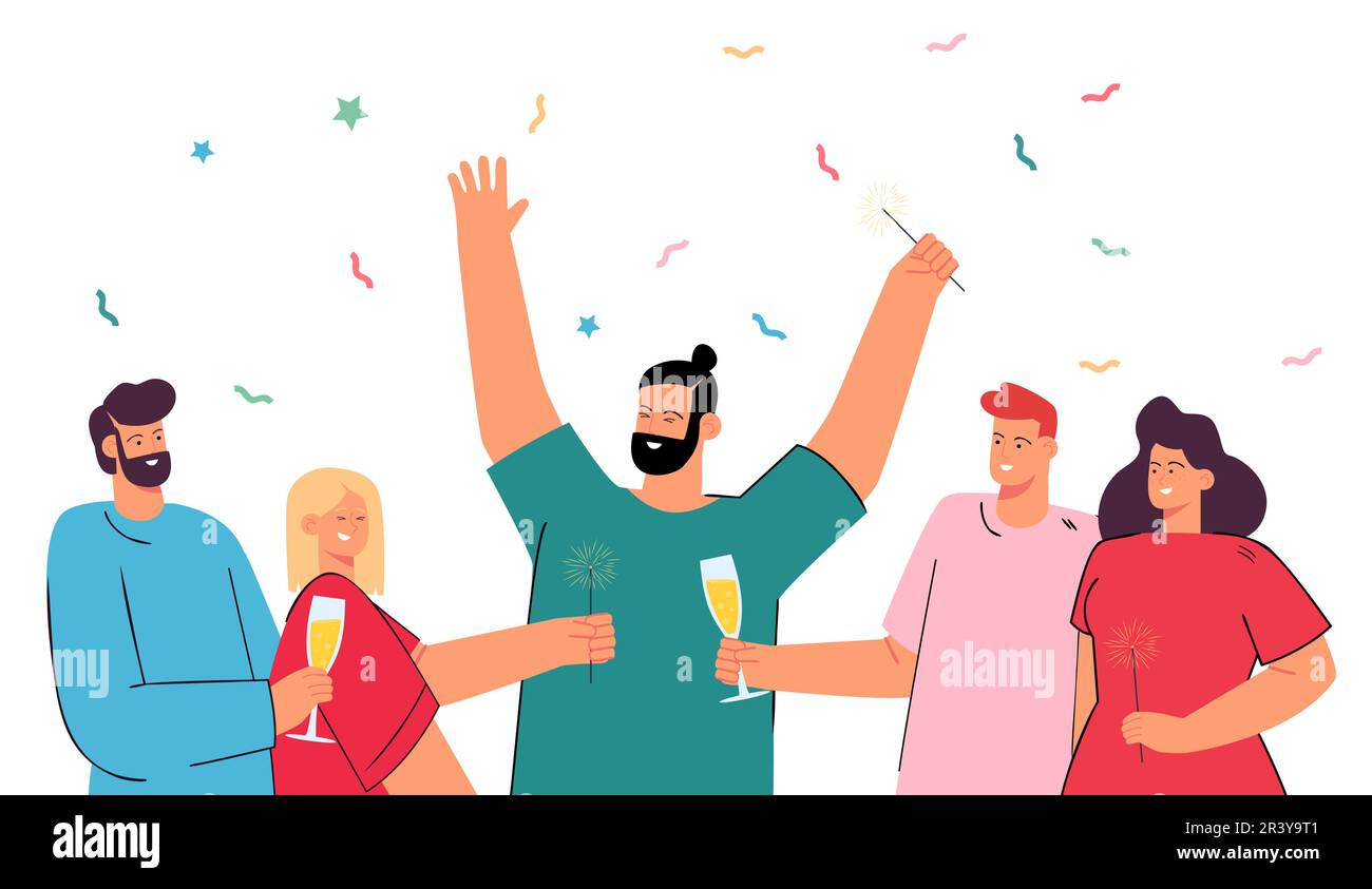 Happy group of people celebrating together Stock Vector Image & Art - Alamy