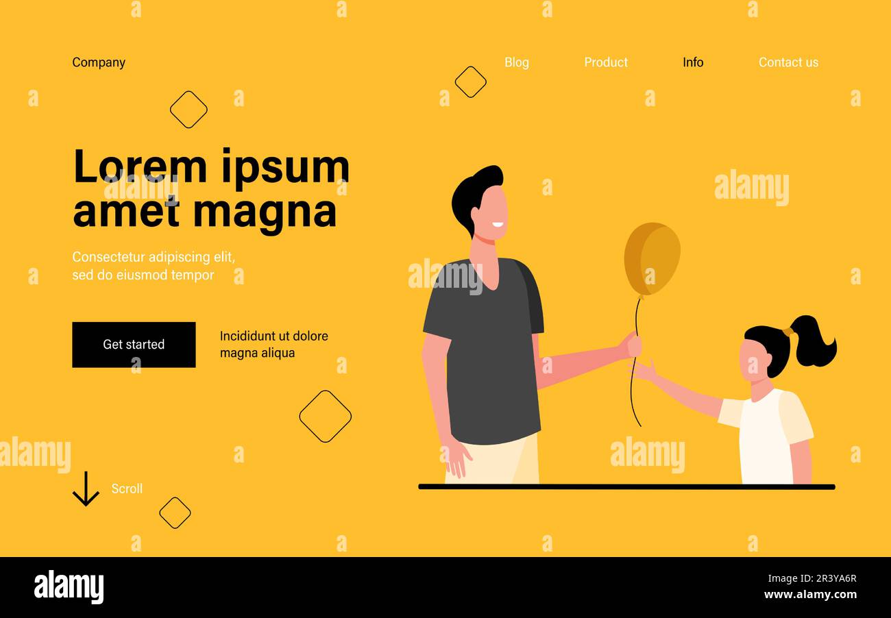 Cheerful man giving air balloon to little girl Stock Vector Image & Art ...