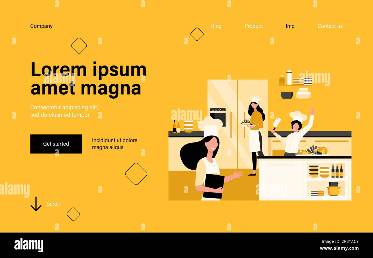 Professional chefs cooking at restaurant kitchen Stock Vector Image ...