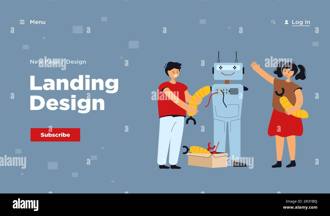 Happy children computer robotics Stock Vector Images - Alamy