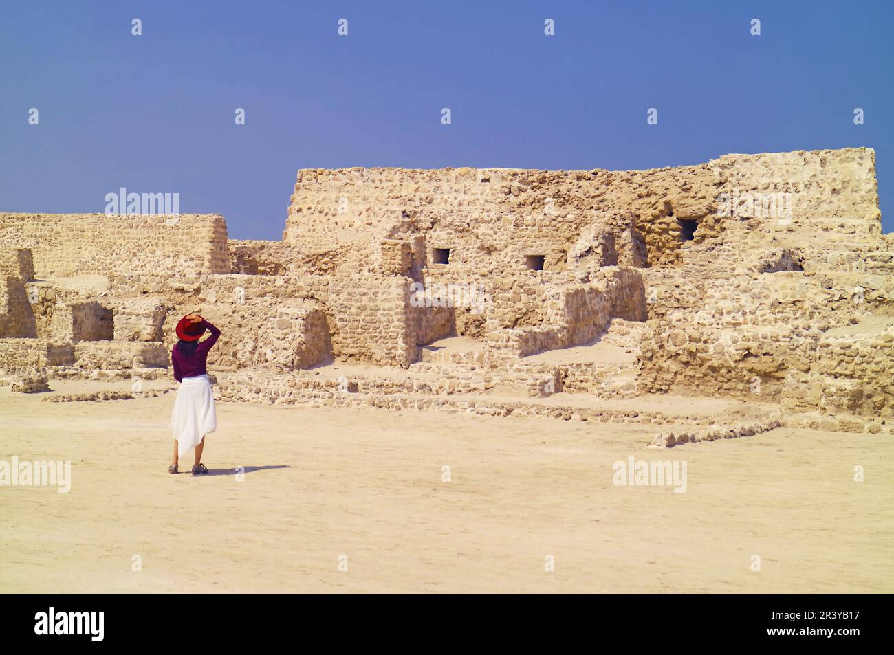 Visitor Being Impressed with the Remains of Qal'at al-Bahrain, UNESCO ...
