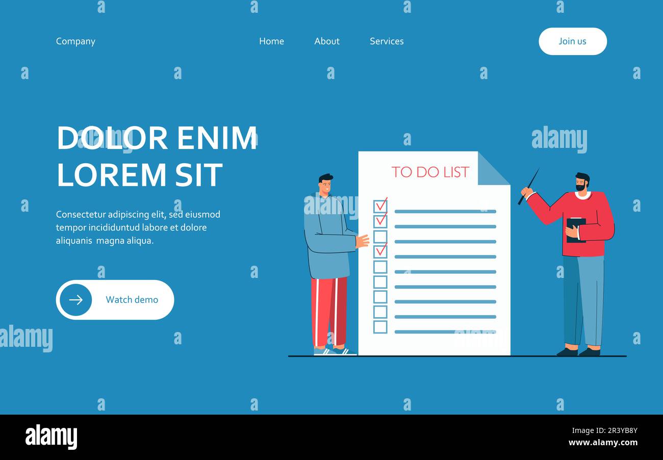 Cartoon teacher and student standing near giant to do list Stock Vector ...