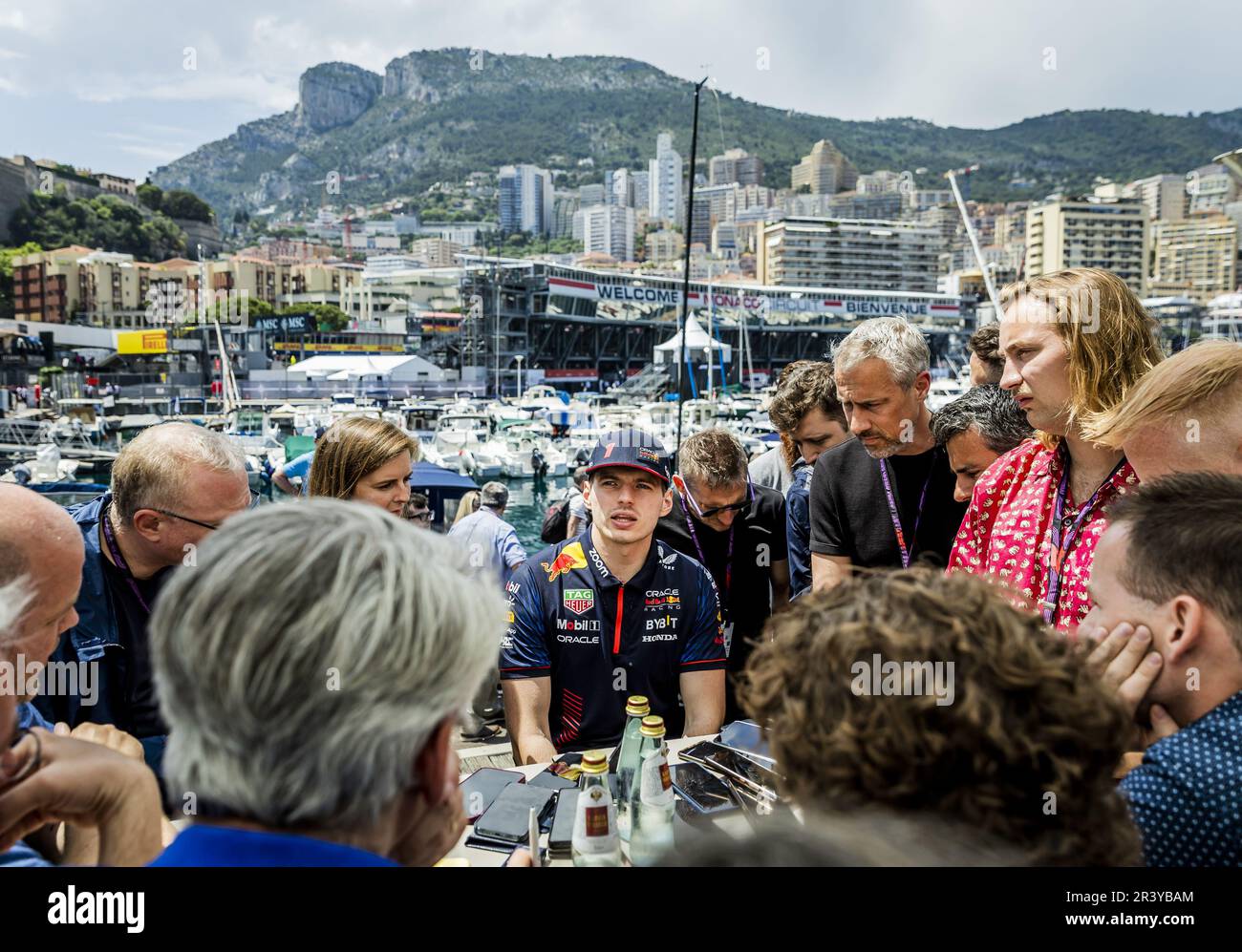 MONACO - Max Verstappen (Red Bull Racing) talks to journalists in the ...