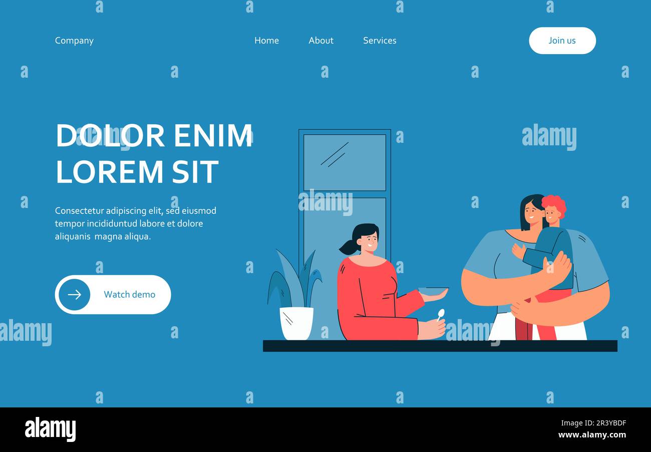 Two women feeding child vector illustration Stock Vector Image & Art ...