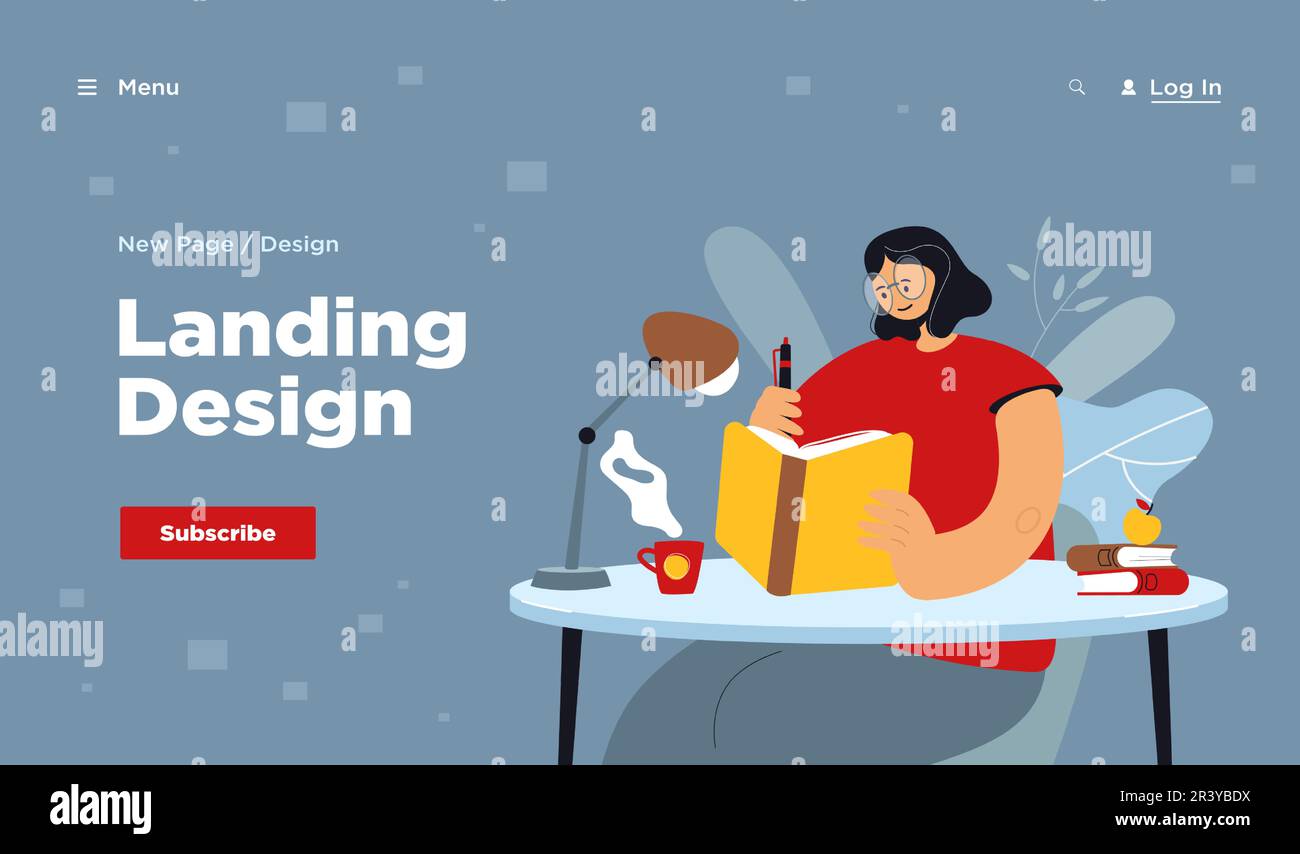 Girl writing studying desk Stock Vector Images - Alamy