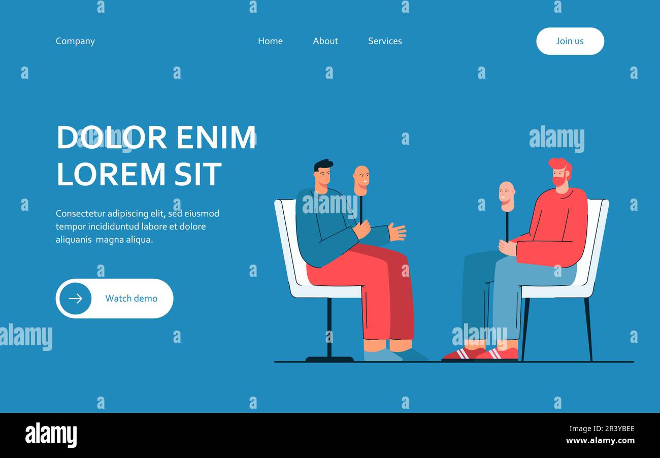 Two cartoon men taking off their masks, becoming sincere Stock Vector ...