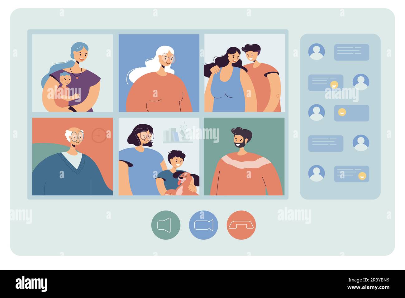 Family web chat flat vector illustration Stock Vector Image & Art - Alamy