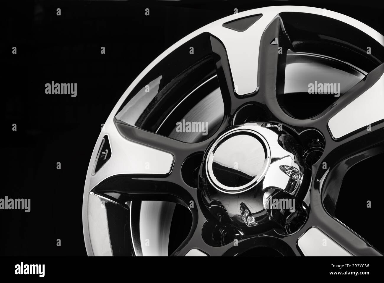 Beautiful powerful alloy wheels for SUVs close-up on a black background ...
