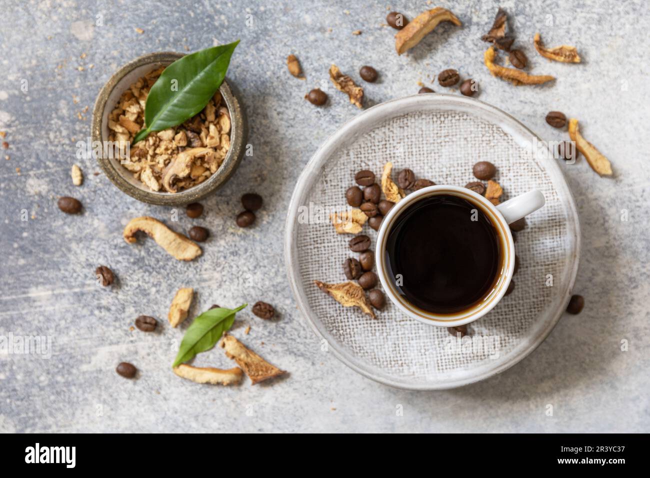 Healthy organic energizing adaptogen, trendy drink. Mushroom coffee in ...