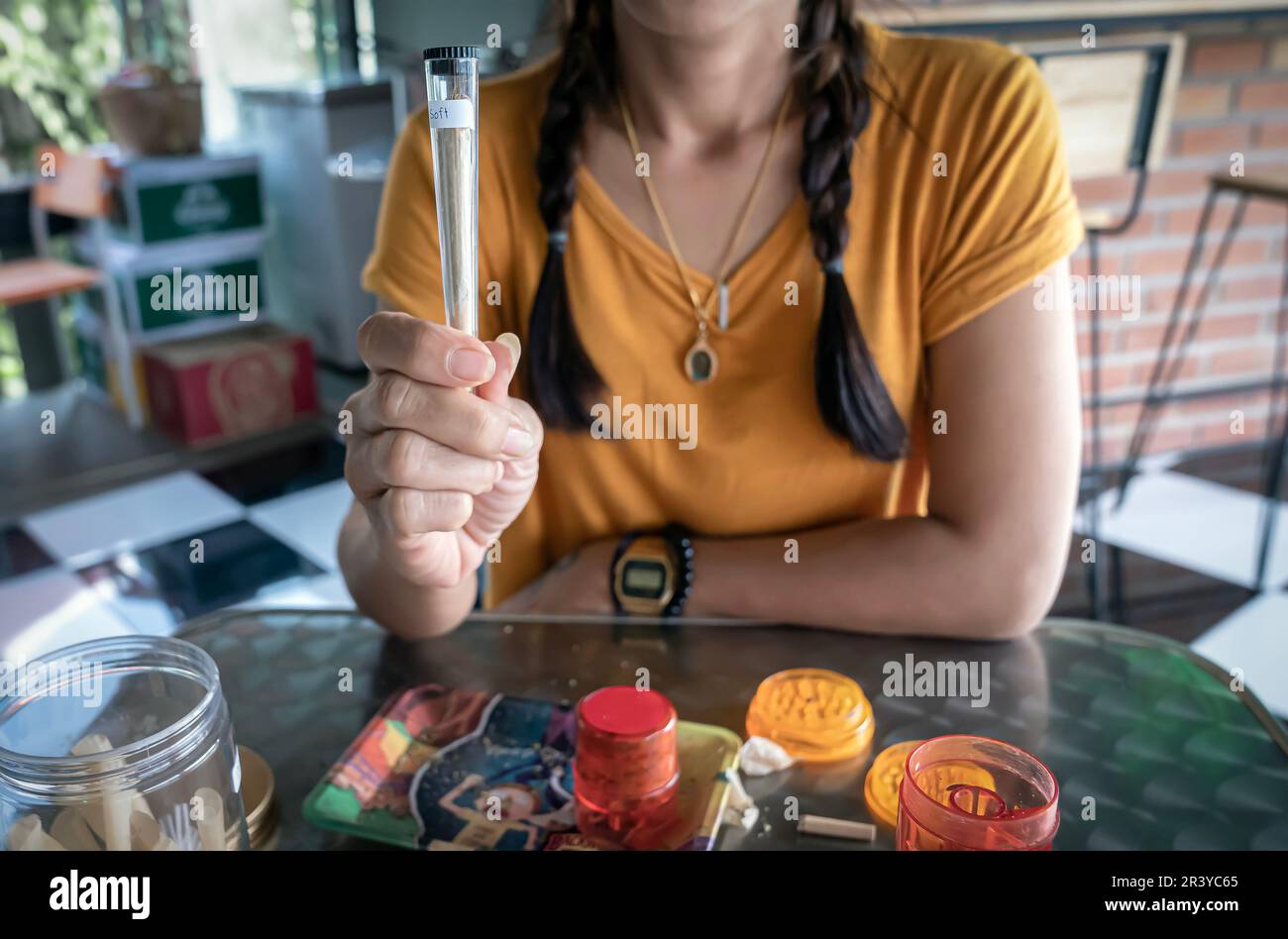 Woman smoking hashish hi-res stock photography and images - Alamy