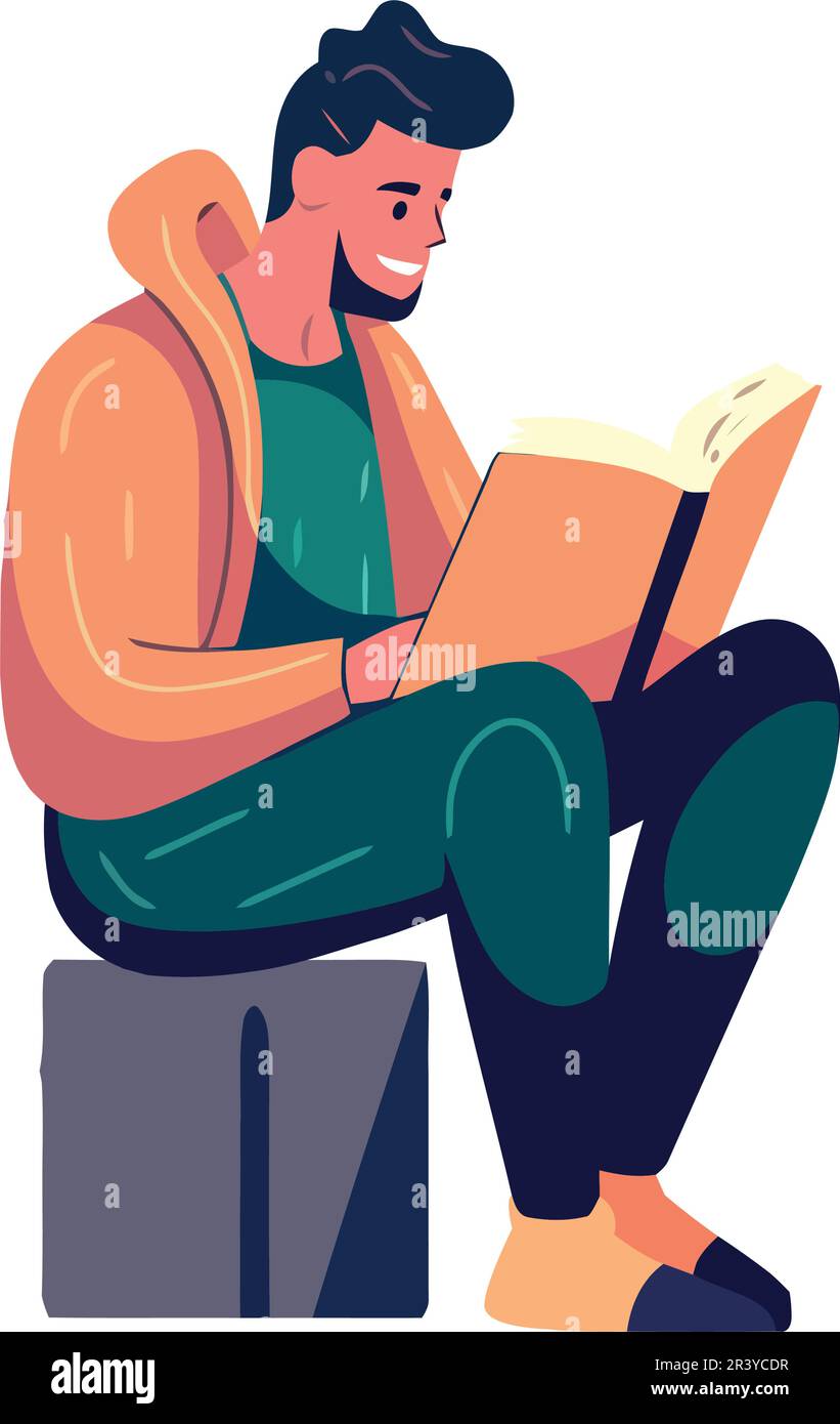 Man sitting on bench reading Cut Out Stock Images & Pictures - Alamy