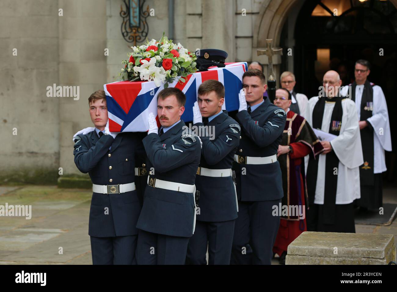 London, UK. 25 May 2023. The funeral of Flight Sergeant Peter Brown ...